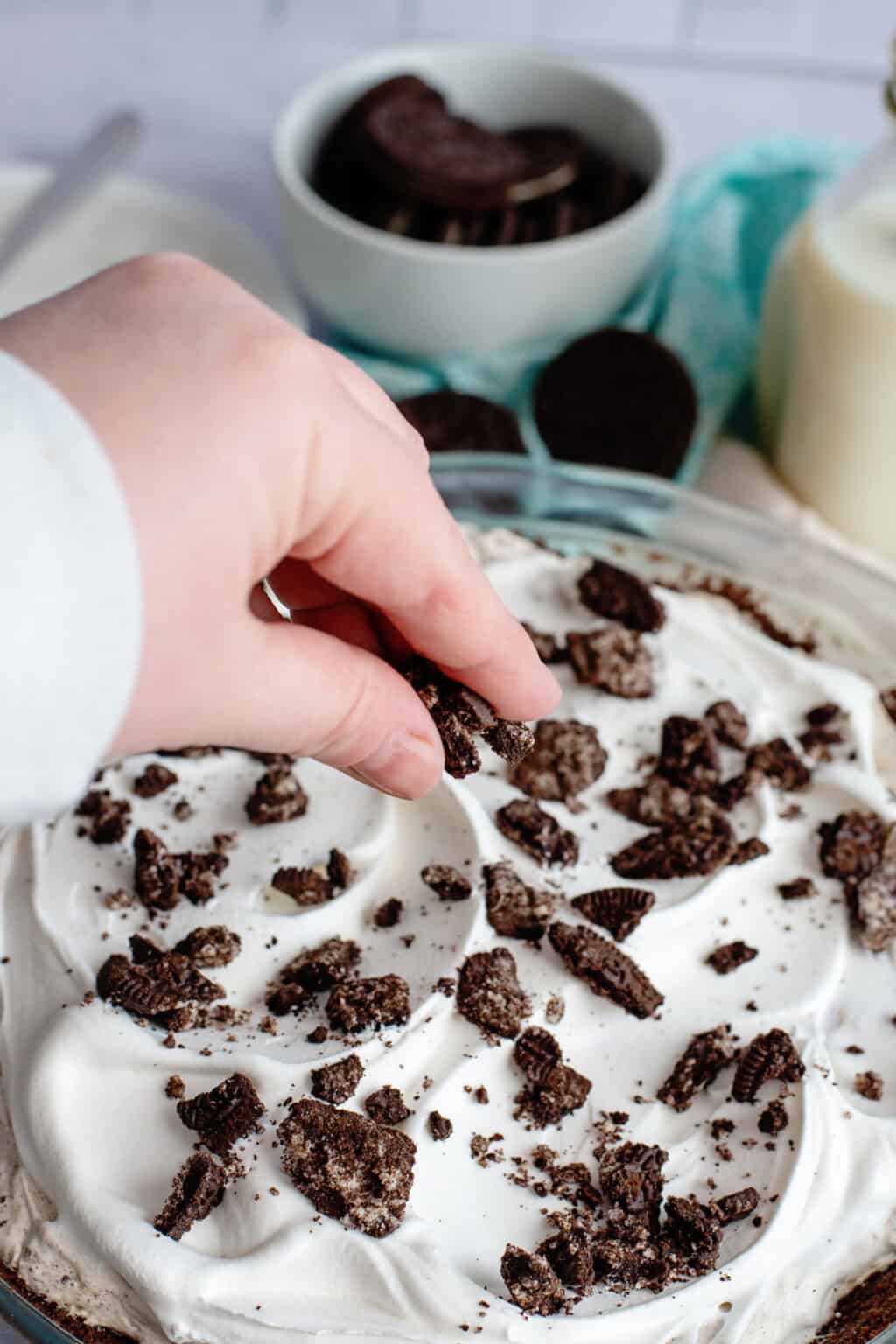 No-Bake Oreo Cheesecake Pie with Chocolate Graham Crust - Southern Plate